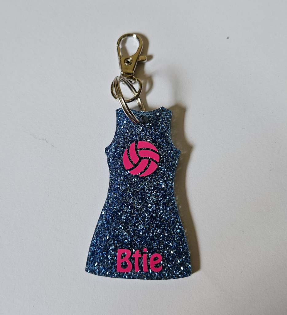 Netball Dress Keyring (Glitter & Pastel colours) - MJ Printing ...