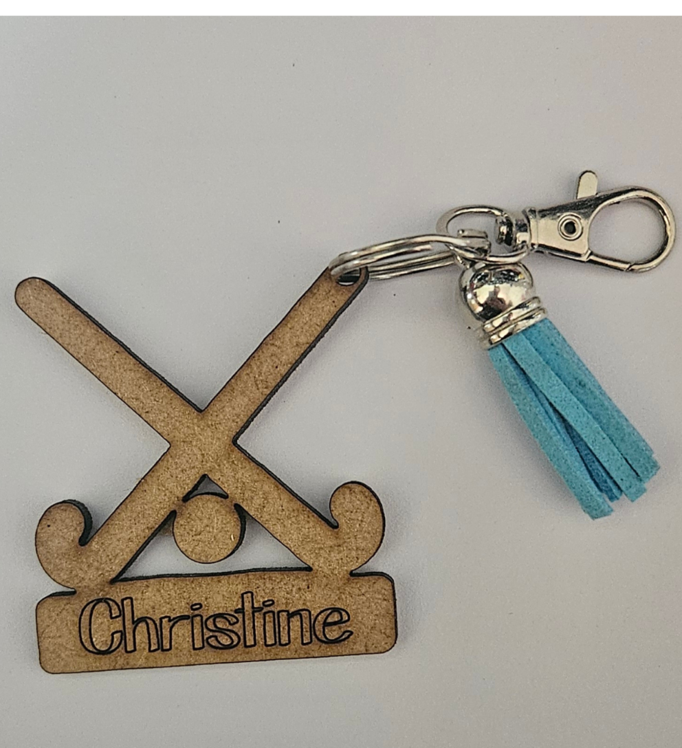 MDF Hockey keyring with engraving - MJ Printing - Printing Service
