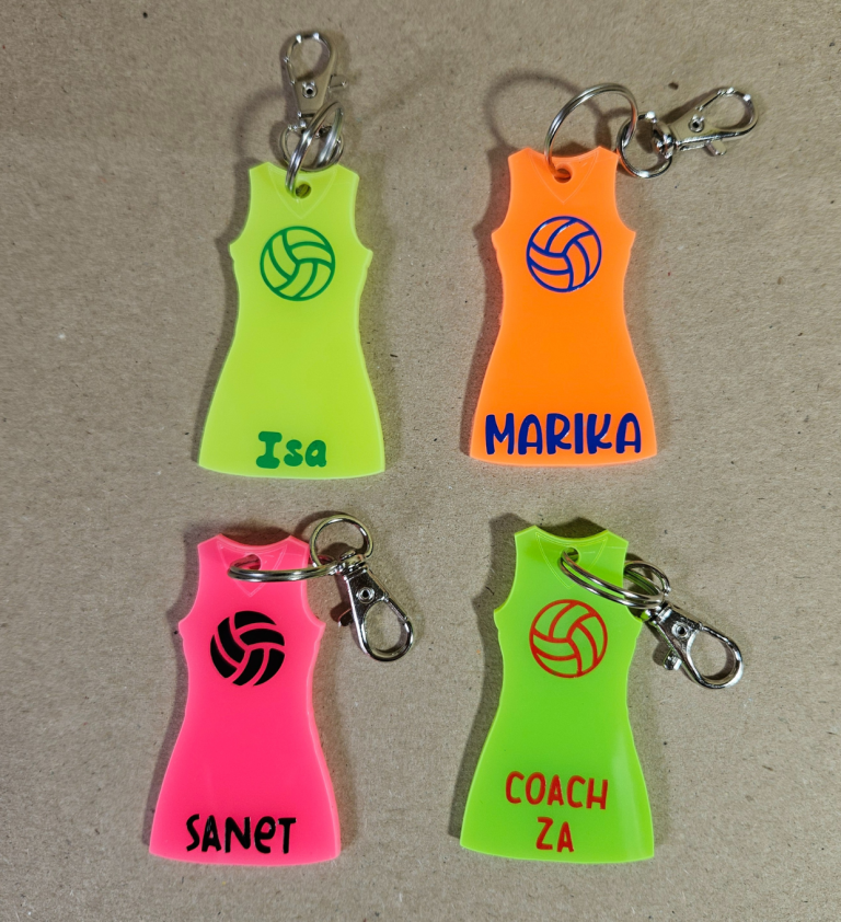 Netball Dress Keyring (Neon colours) - MJ Printing - Printing Service