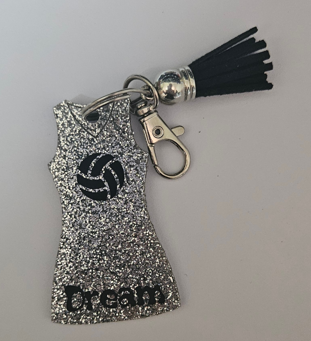 Netball Dress Keyring (Glitter & Pastel colours) - MJ Printing ...
